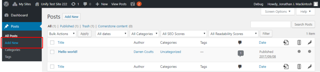 Adding a New Post - WordPress Documentation
