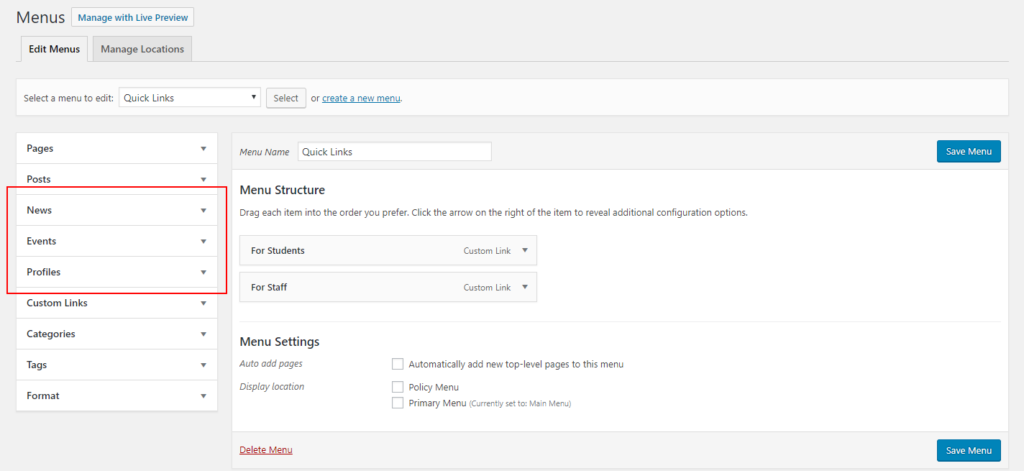 Working with Menus - WordPress Documentation