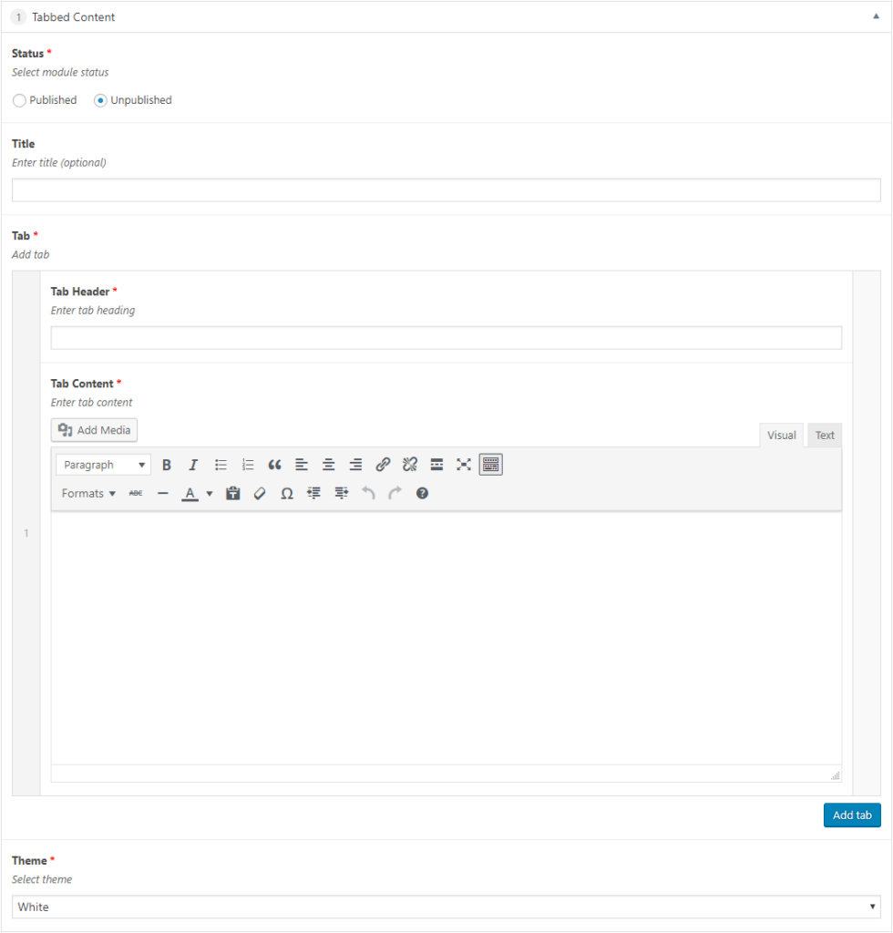 Tabbed Content - WordPress Documentation